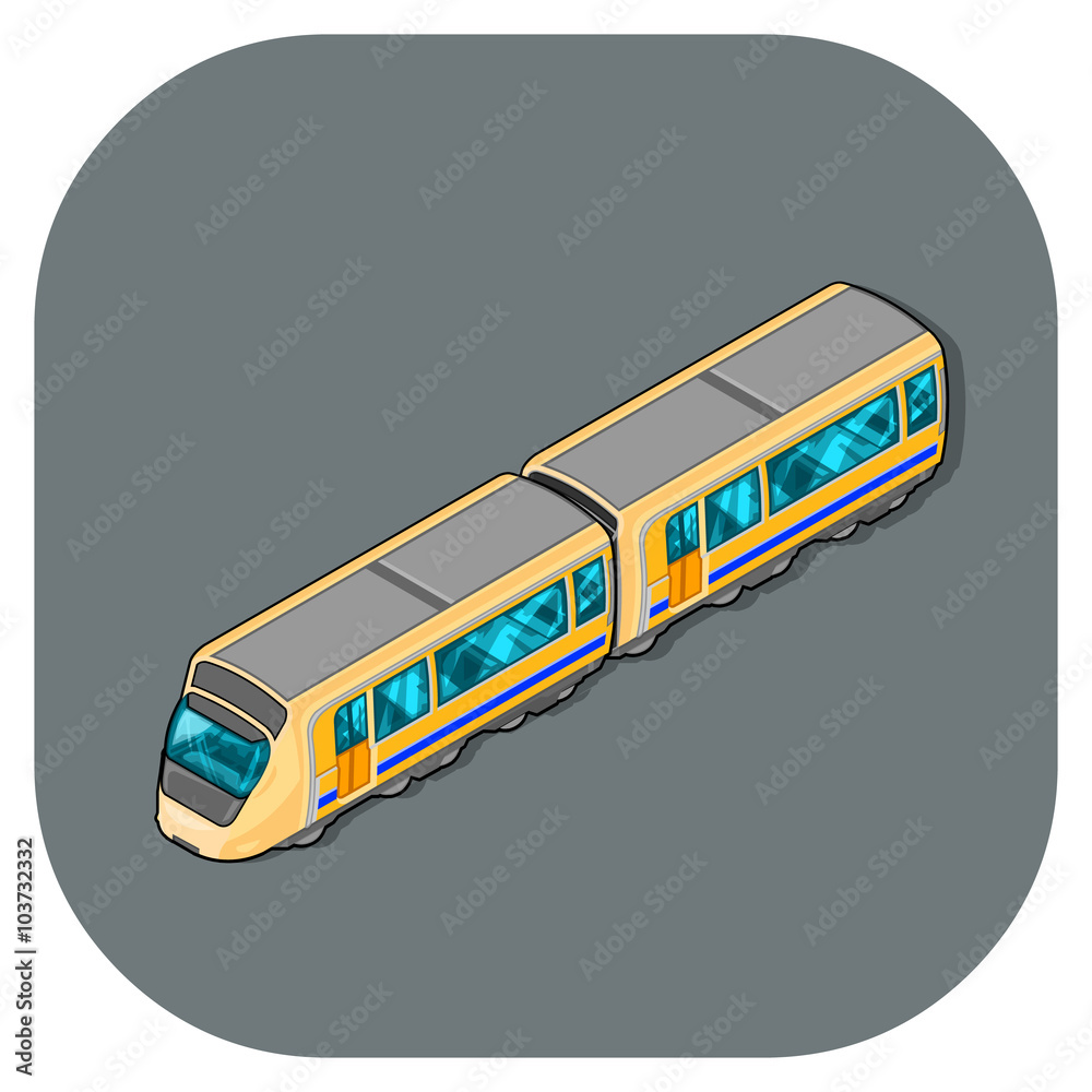 Vector illustration of an isometric train icon. Isometric passenger ...