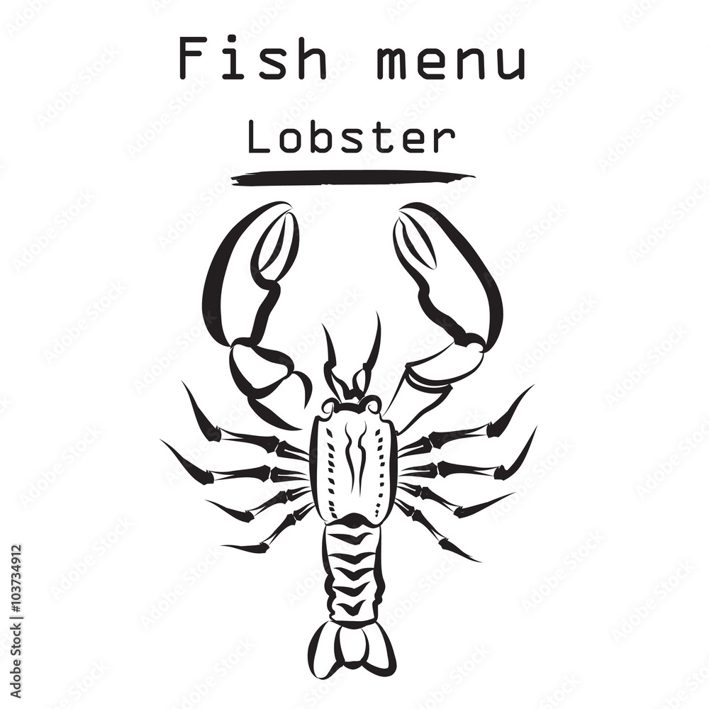 Seafood restaurant poster. Lobster icon. Sea food menu label. Fish ...