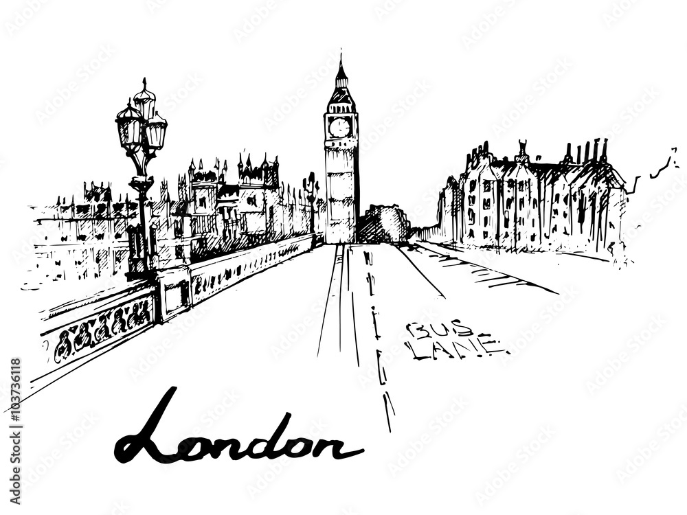 London. hand drawn sketch. Vector illustration. Stock Vector | Adobe Stock
