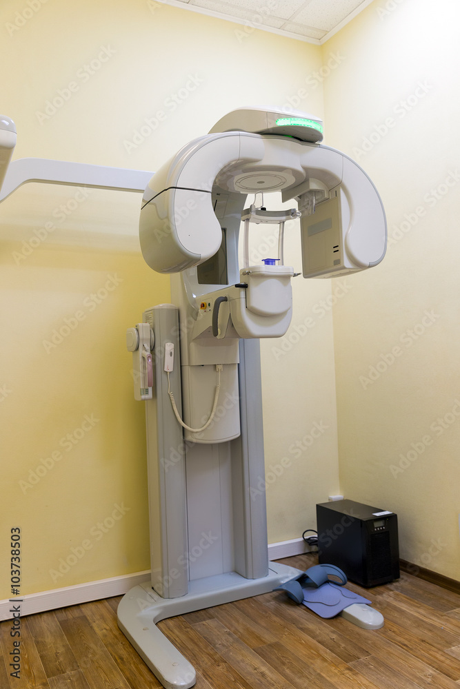 Digital dental CT scanner with cephalostat in clinic interior Stock ...