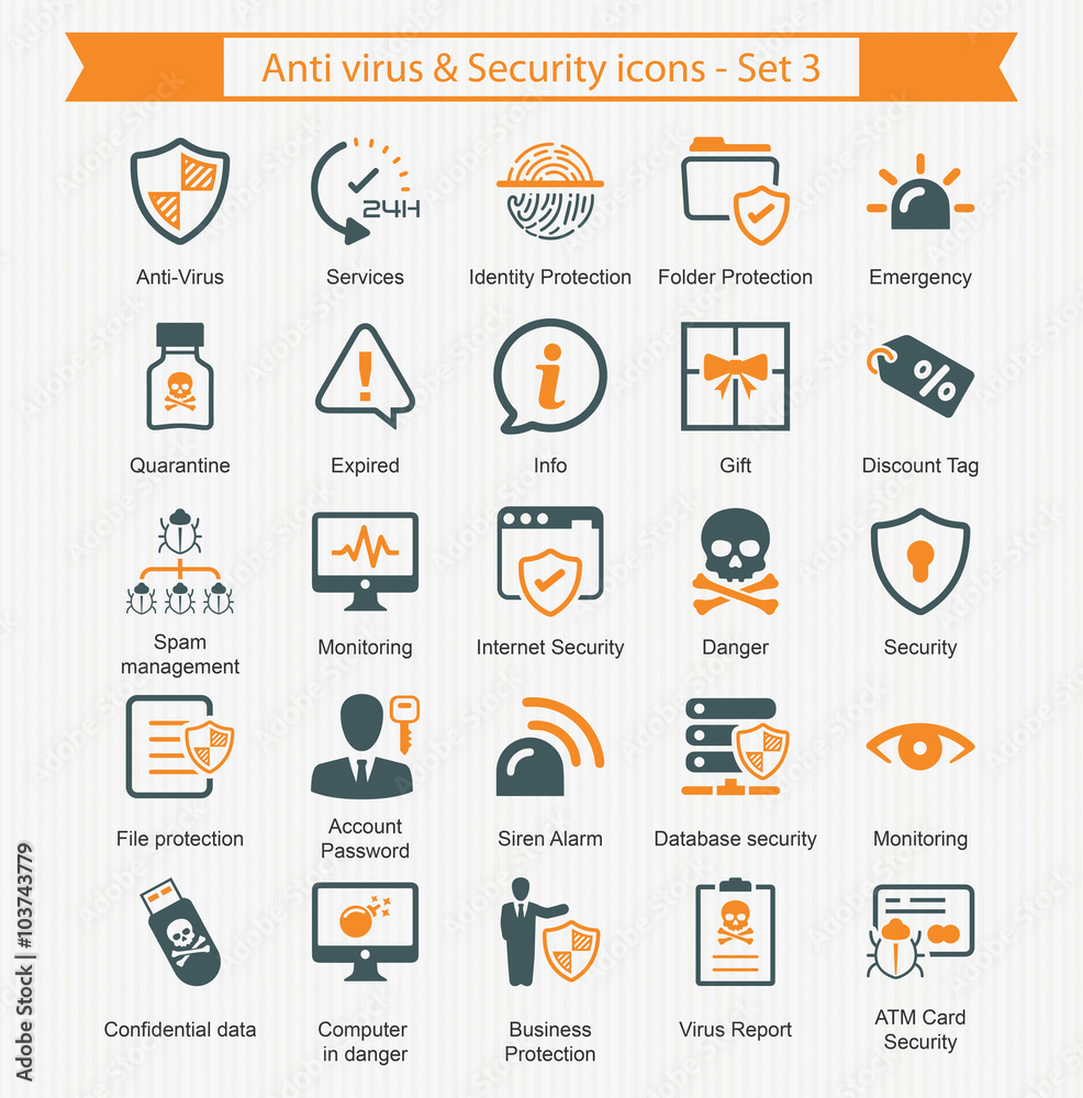 Anti virus & Security icons - Set 3 Stock Vector | Adobe Stock