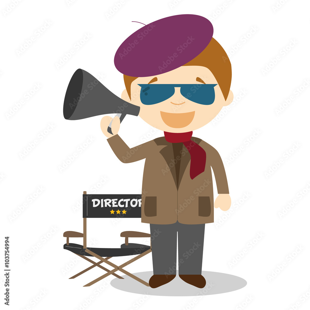 Cute cartoon vector illustration of a filmmaker Stock Vector | Adobe Stock