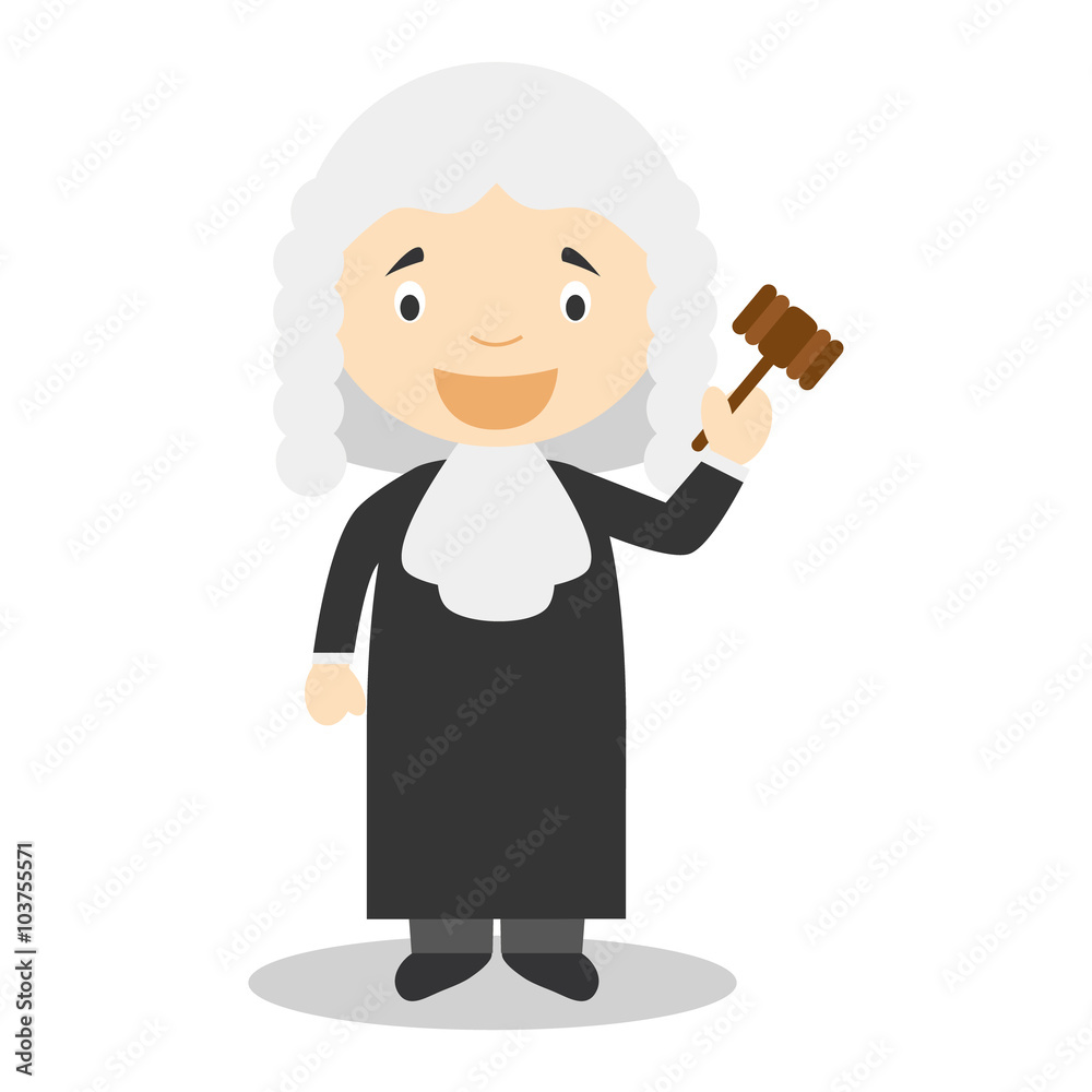Cute cartoon vector illustration of a judge Stock Vector | Adobe Stock