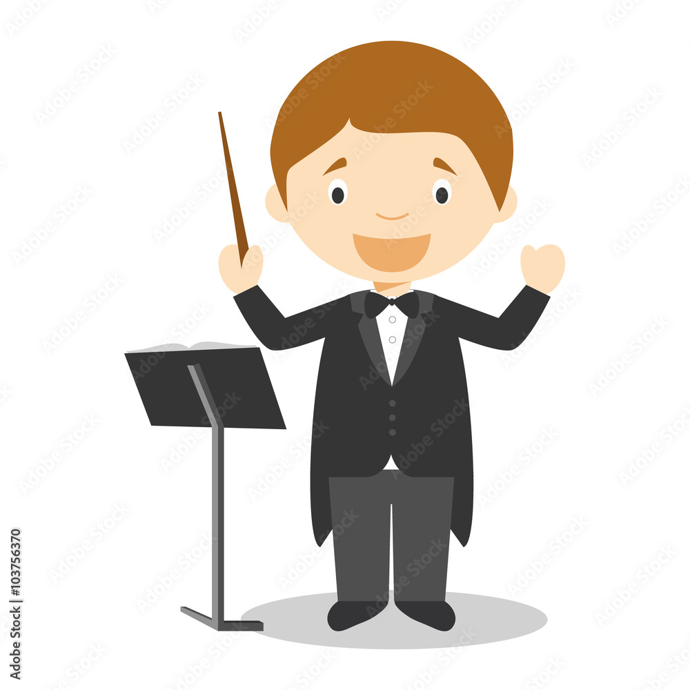 Cute cartoon vector illustration of a orchestra director Stock Vector ...
