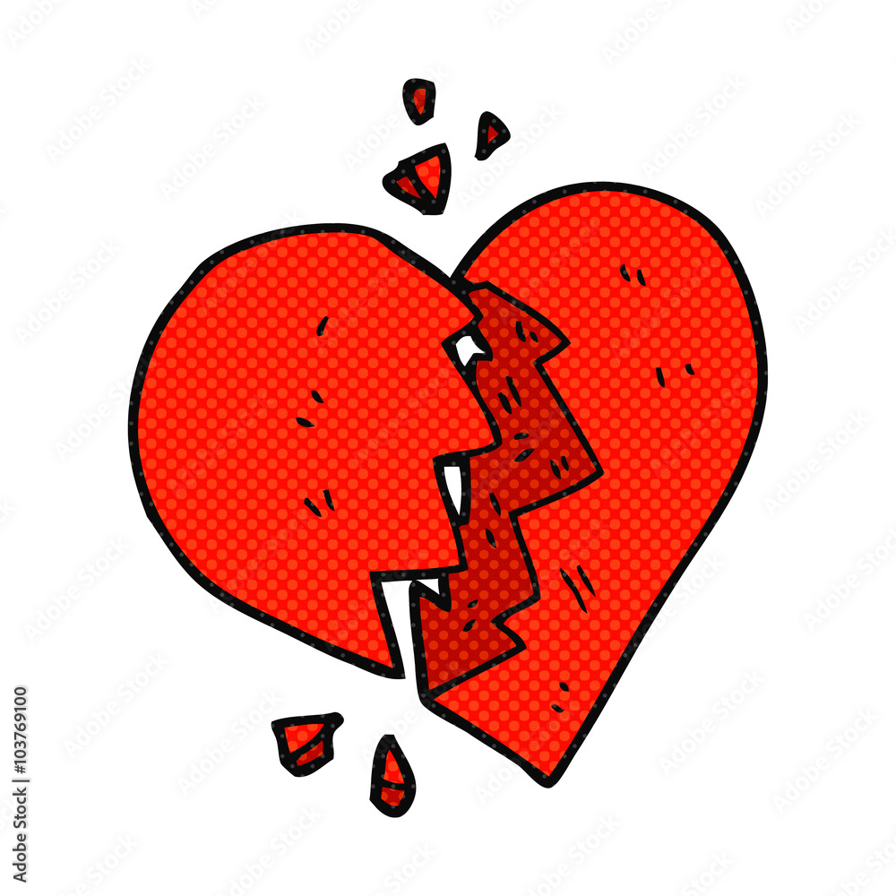cartoon broken heart Stock Vector | Adobe Stock