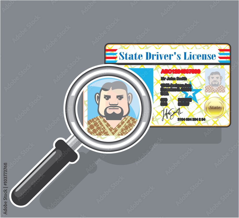 Driver's License under Magnifying glass Stock Vector | Adobe Stock