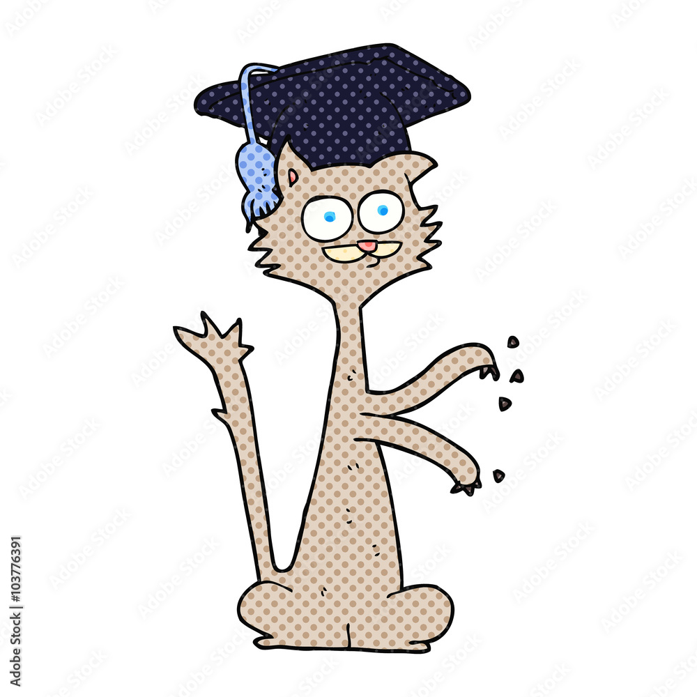 cartoon cat with graduation cap Stock Vector | Adobe Stock