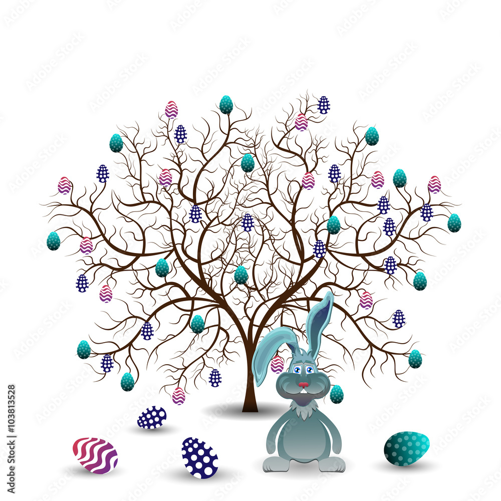 Rabbit and tree Stock Vector | Adobe Stock