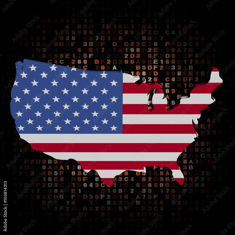 USA map flag on hex code illustration Stock Illustration | Adobe Stock