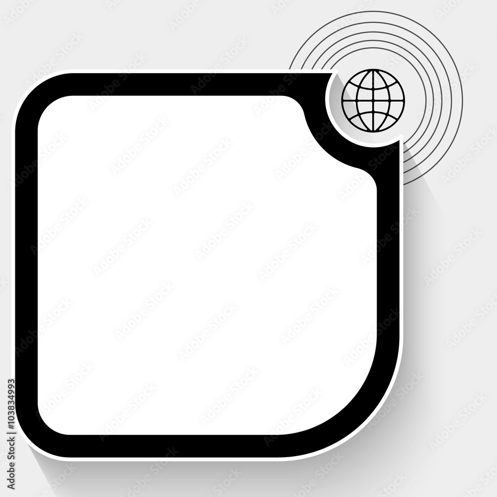 Black text box for your text and globe symbol Stock Vector | Adobe Stock