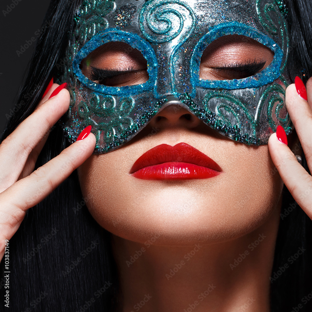 Beautiful woman with mask Stock-Foto | Adobe Stock