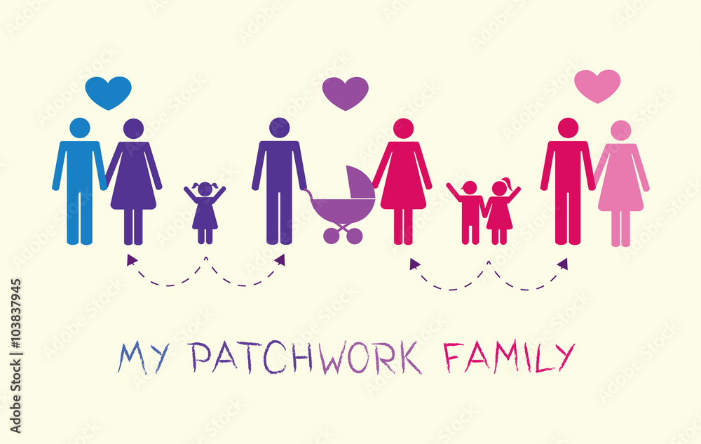 patchworkfamilie drei familien Stock Vector | Adobe Stock
