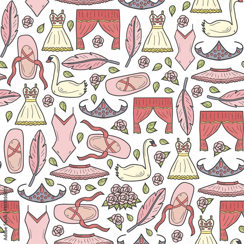 Cartoon background on ballet theme Stock Vector | Adobe Stock