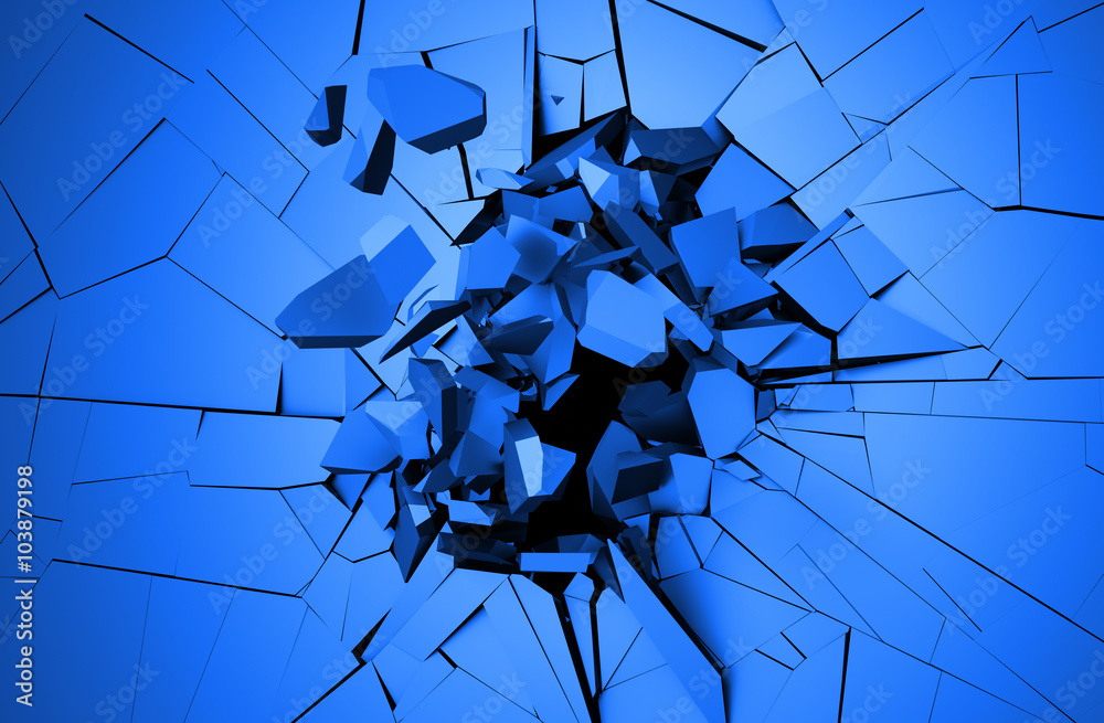 Abstract 3d rendering of cracked surface. Background with broken shape ...