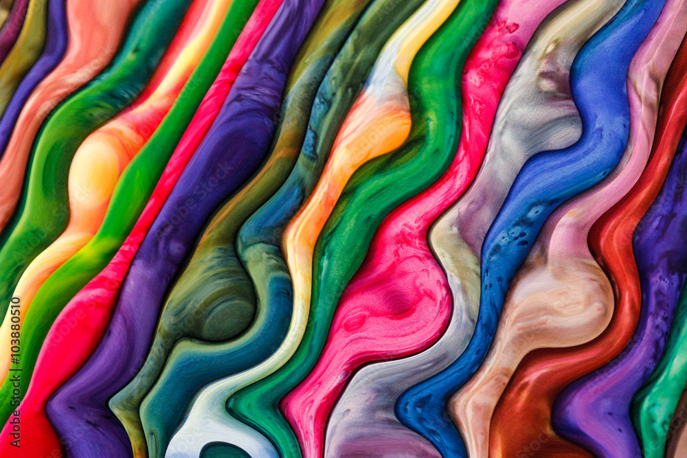 Study in Color......layers of silk fabric bolts on the diagonal Stock ...
