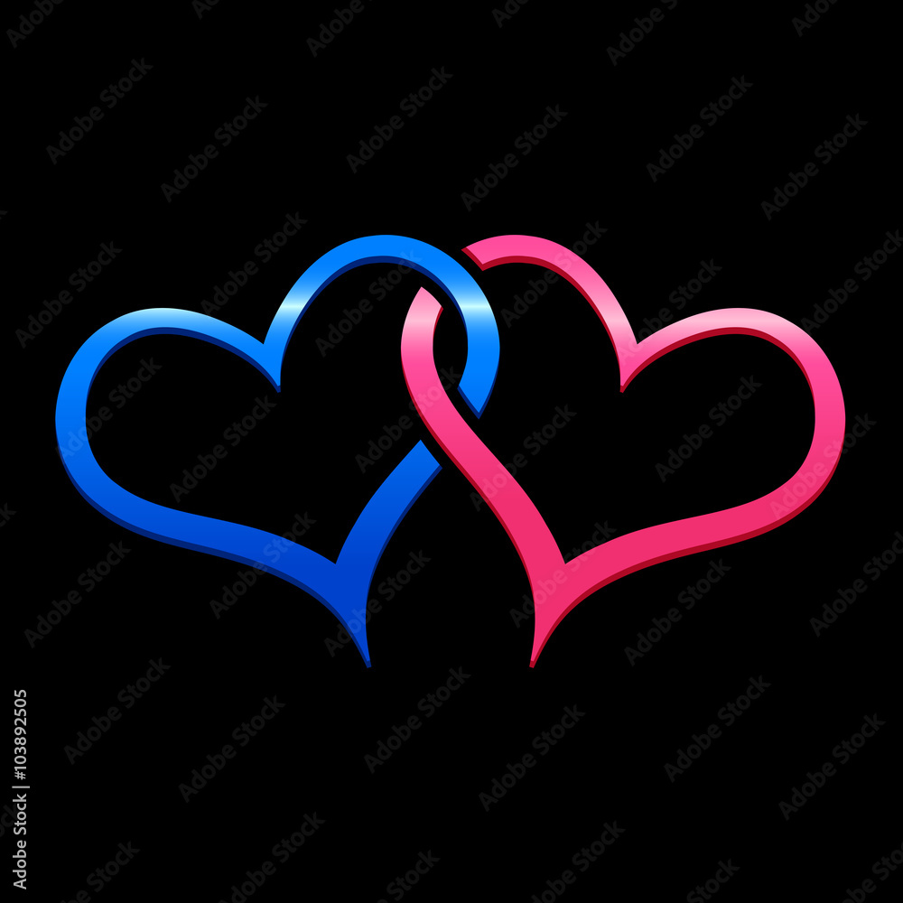 Hearts linked vector illustration Stock Vector | Adobe Stock