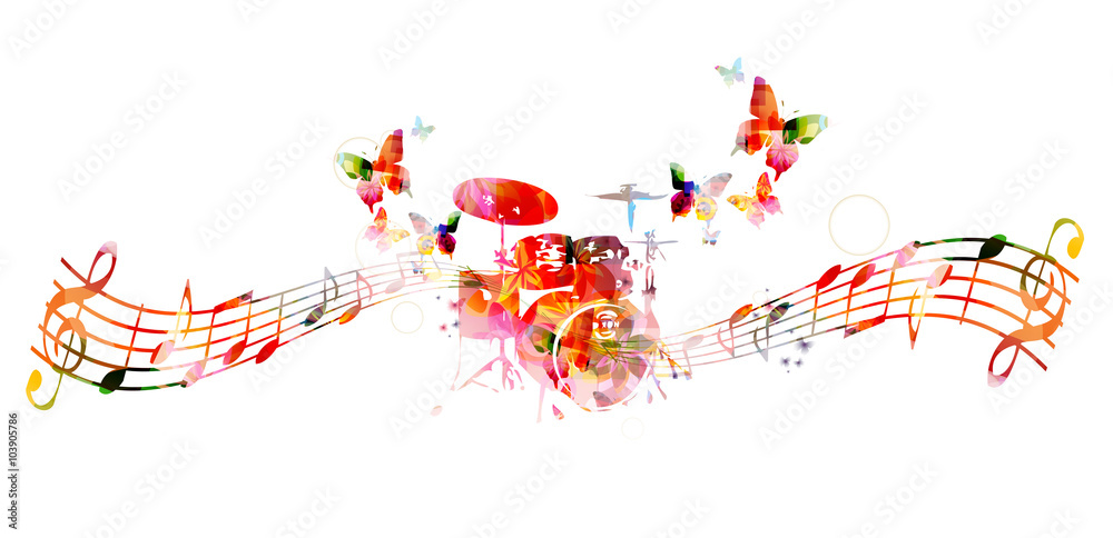 Colorful drums design. Music background Stock Vector | Adobe Stock
