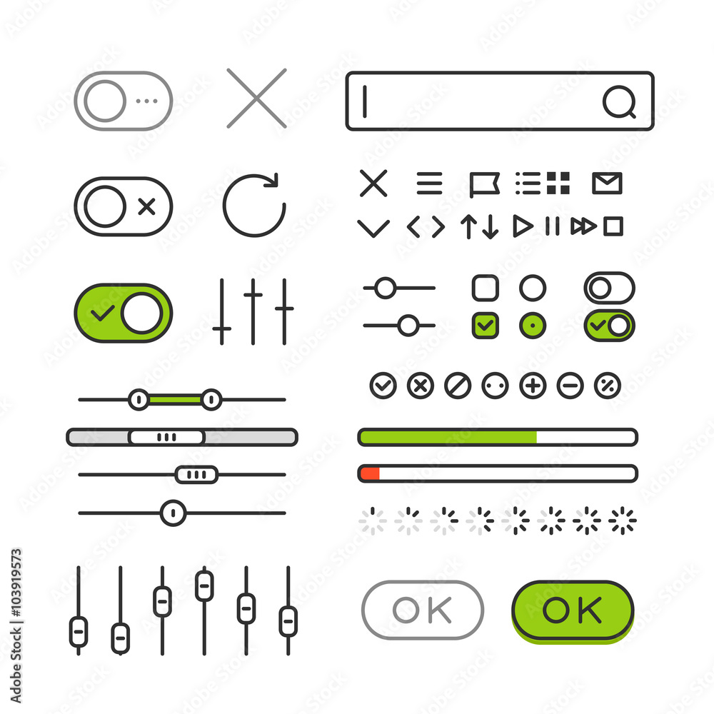 Different style trendy interface vector elements and pictograms Stock ...