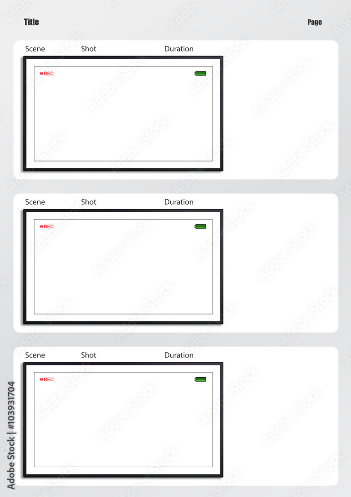 Poster Camera viewfinder storyboard template 3 frame – Wall Art | UkPosters
