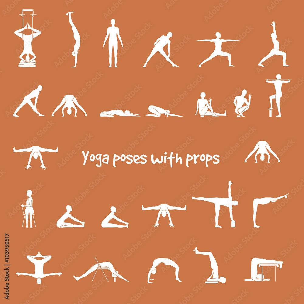 Yoga poses with props in vector. Stock Vector | Adobe Stock