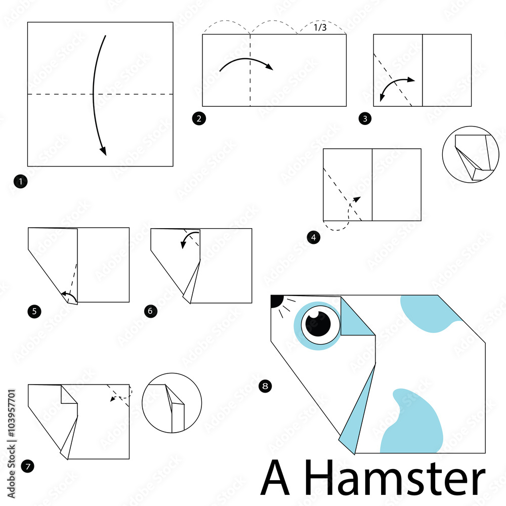 step by step instructions how to make origami A Hamster. Stock Vector ...