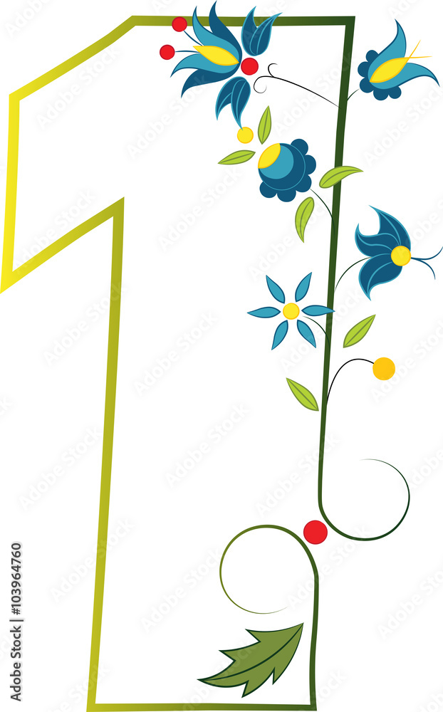 Cyfra 1 - styl kaszubski Stock Vector | Adobe Stock