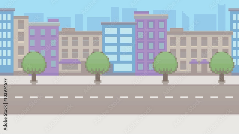 Pixel art empty city vector pattern background Stock Vector | Adobe Stock