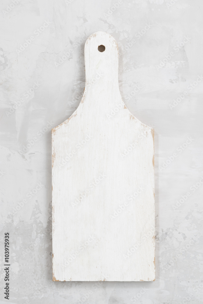 concept photo, white wooden cutting board, top view Stock Photo | Adobe ...