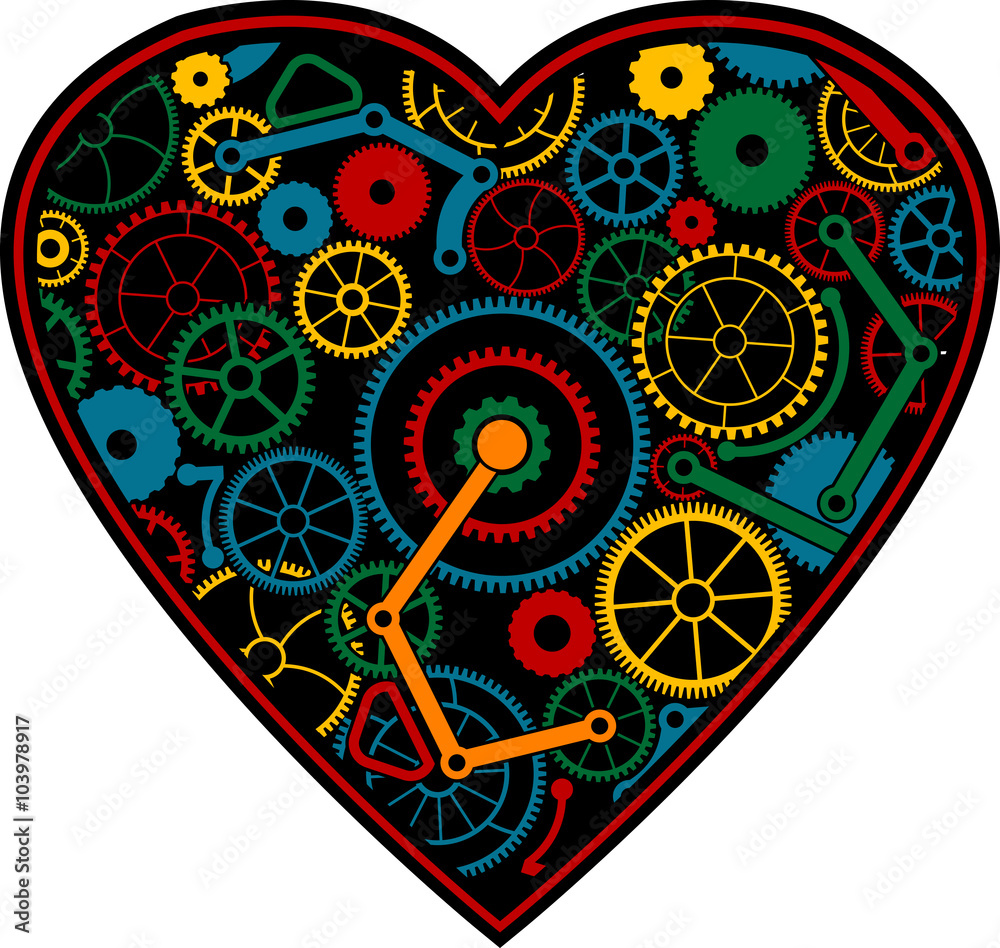 color mechanical heart. vector illustration Stock Vector | Adobe Stock