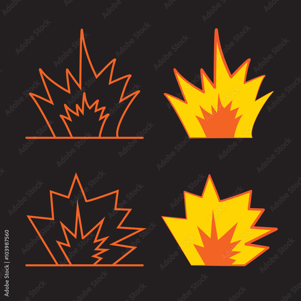 Cartoon explosion effect with smoke. Effect boom, explode flash, bomb ...