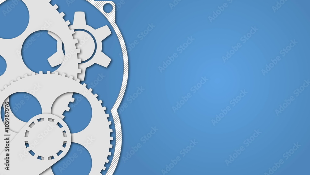 Technology concept with animated gears on blue background. 4K video ...