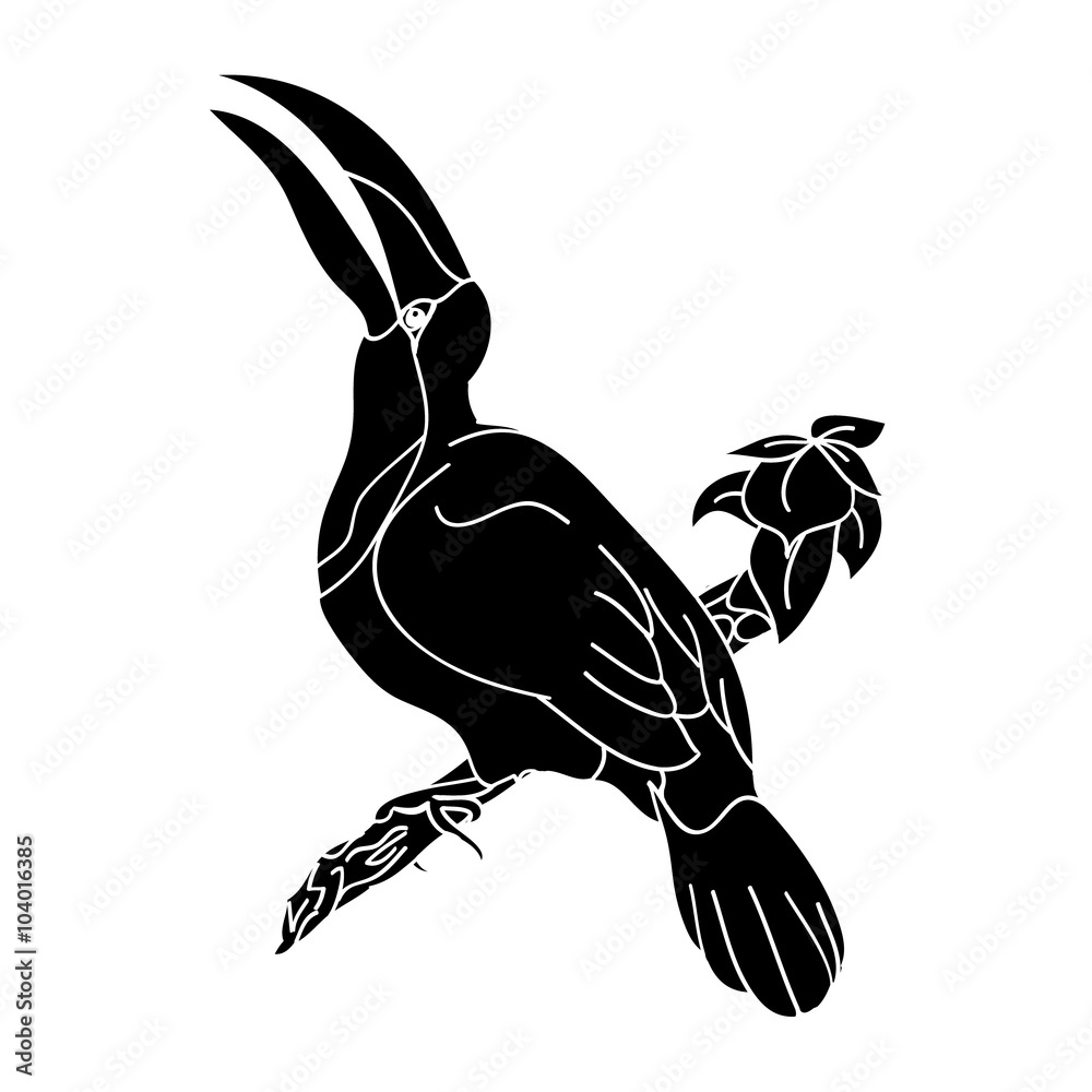 Toucan black silhouette Stock Vector | Adobe Stock