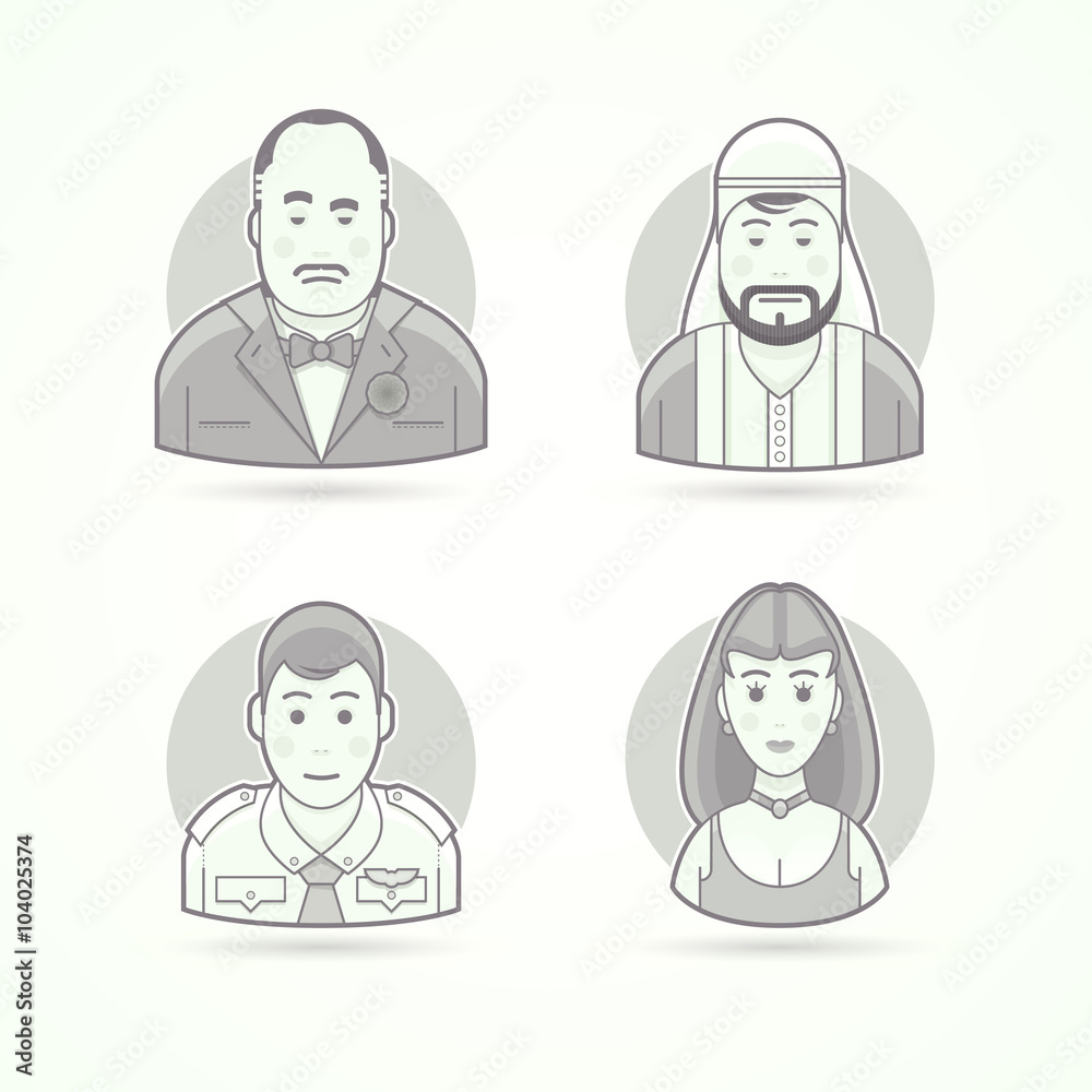 Italian mafiosi, Arabian sheikh, second pilot, beautiful woman model ...