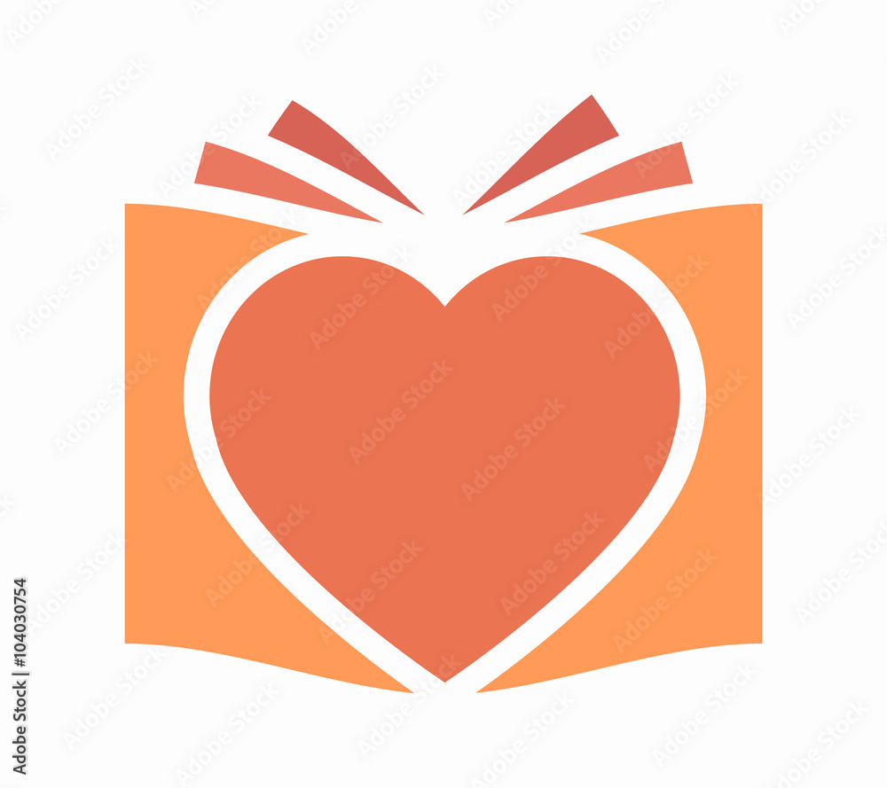 Vector heart and book logo Stock Vector | Adobe Stock