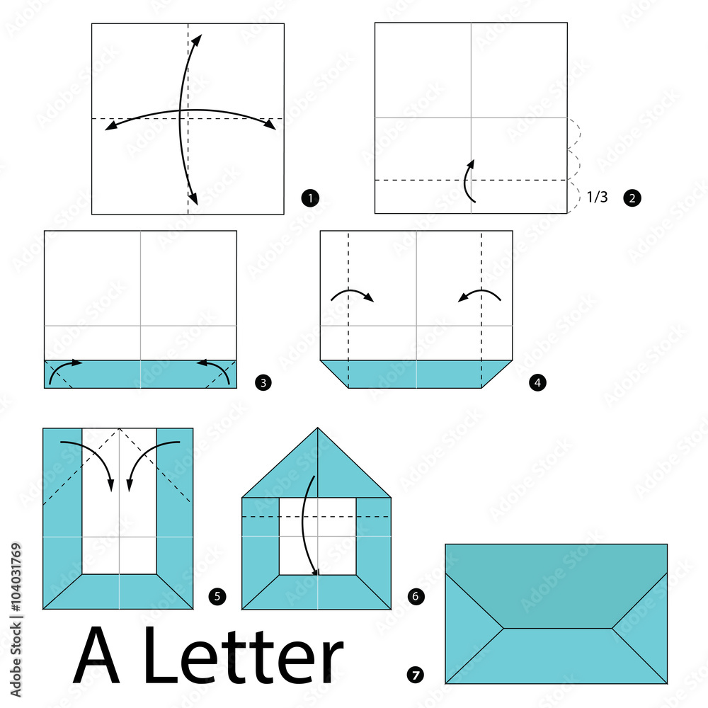 Step by step instructions how to make origami A Letter. Stock Vector ...