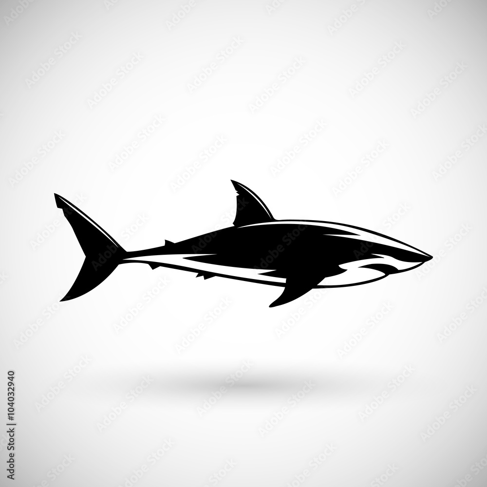 Poster Great white shark sign logo on a white background – Wall Art ...