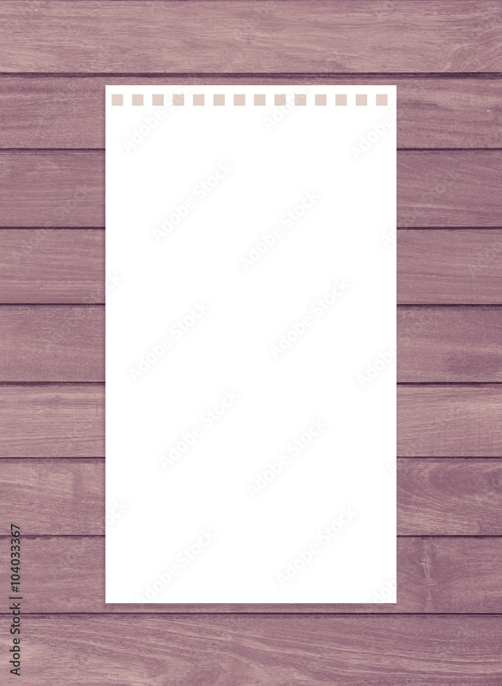 Blank white paper note on wood table. Stock Illustration | Adobe Stock
