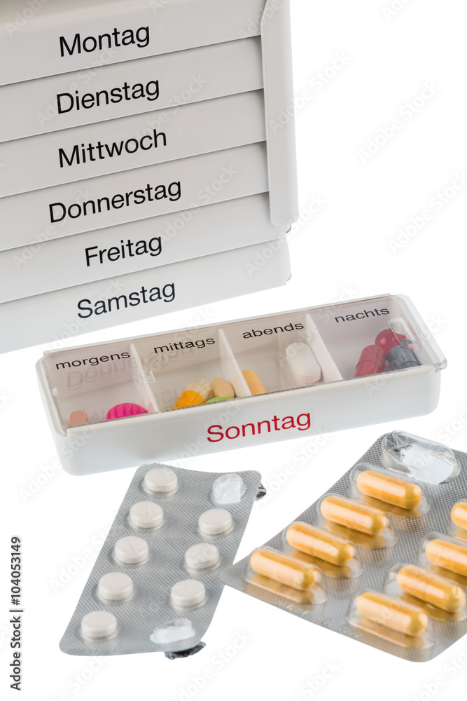 Tablettenspender und Tabletten Stock Photo | Adobe Stock