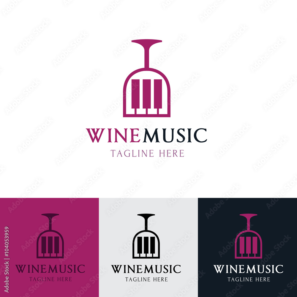 Wine music logo,food logo,cooking logo,restaurant logo,bistro logo ...