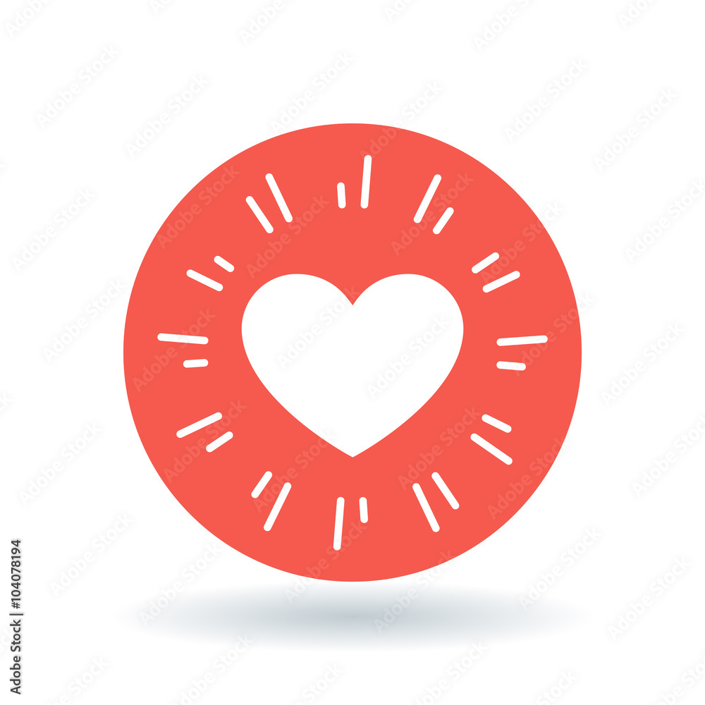 Heart icon. Simple heart sign. Love symbol. White heart icon on red ...