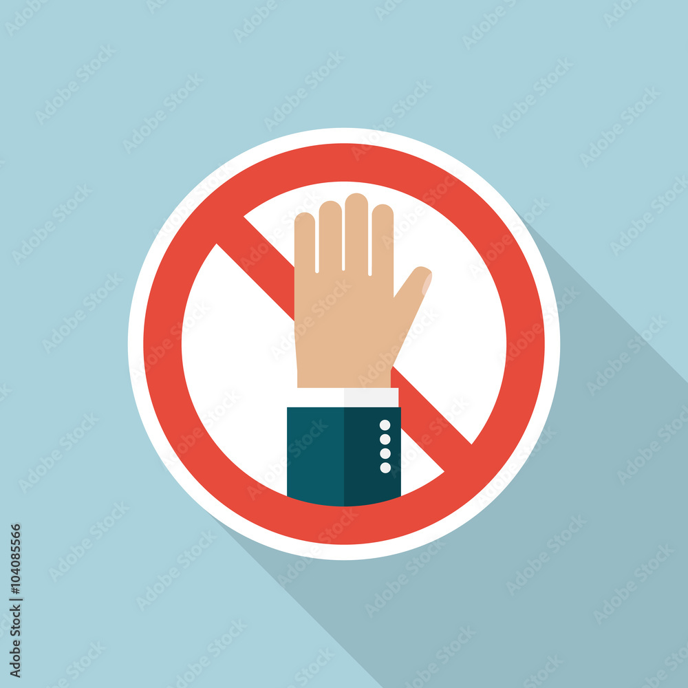 No entry hand sign. Stop vector sign. Stop flat hand. Prohibitio Stock ...