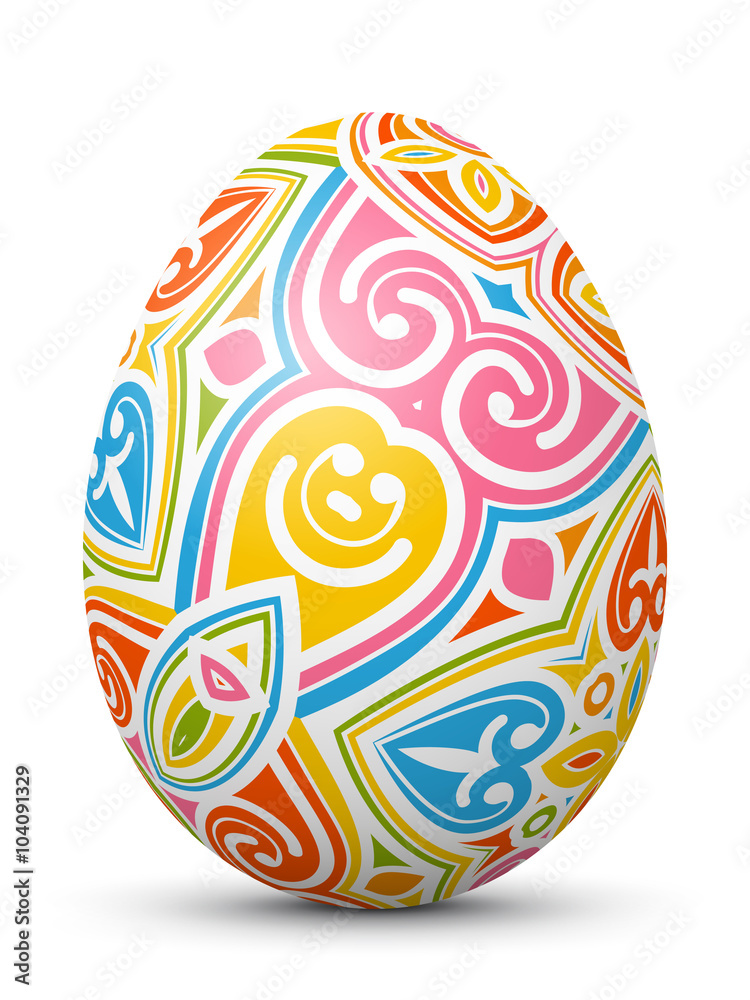 3D Vektor Osterei - Abstrakt verziert und mit fröhlichen Farben bemalt ...