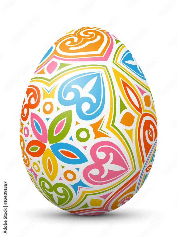 3D Vektor Osterei - Abstrakt verziert und mit fröhlichen Farben bemalt ...