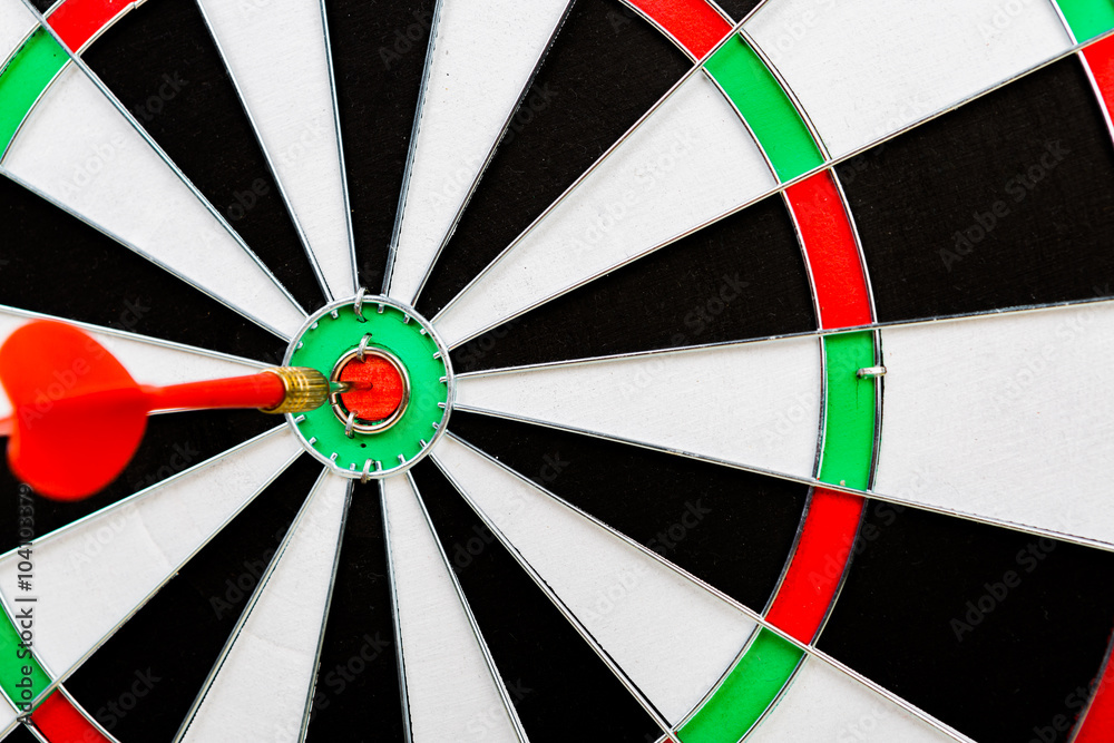 Red dart hit the target on dartboard Stock Photo | Adobe Stock