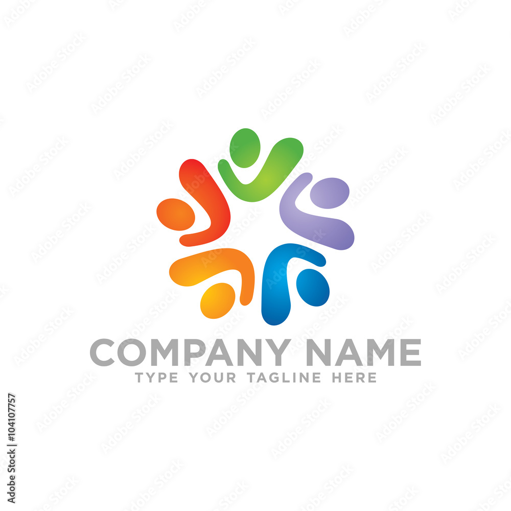 Social Network Team Partners Friends logo design vector Stock Vector ...
