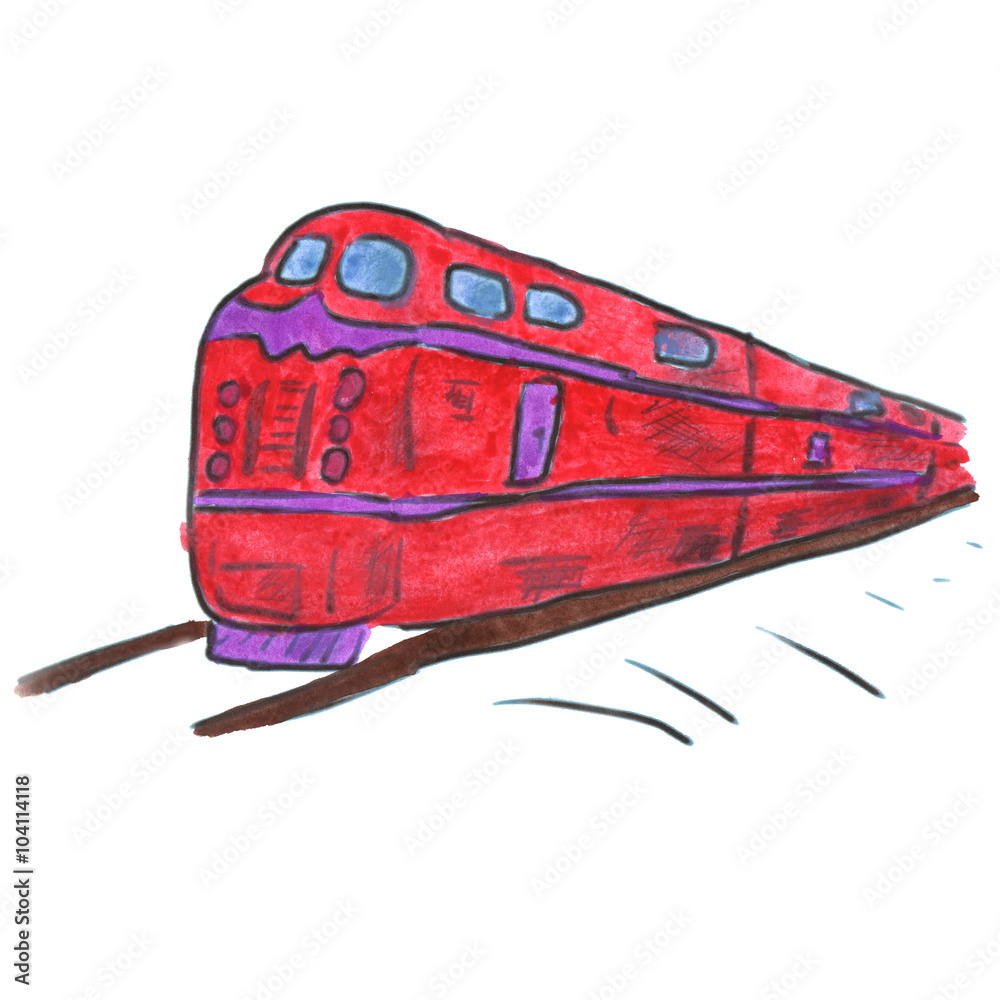 red train cartoon watercolor isolated Stock Illustration | Adobe Stock