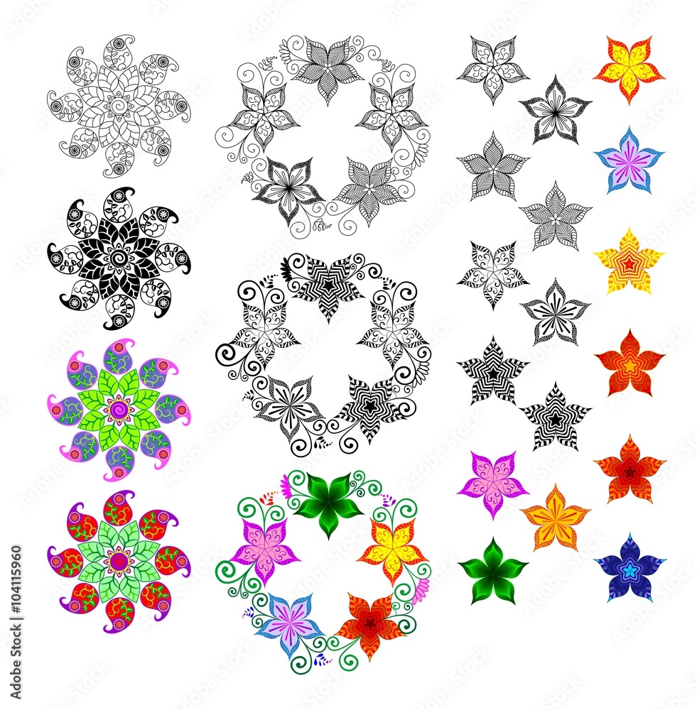 Spring flowers on a white background. Cartoon flower, floral wreath ...