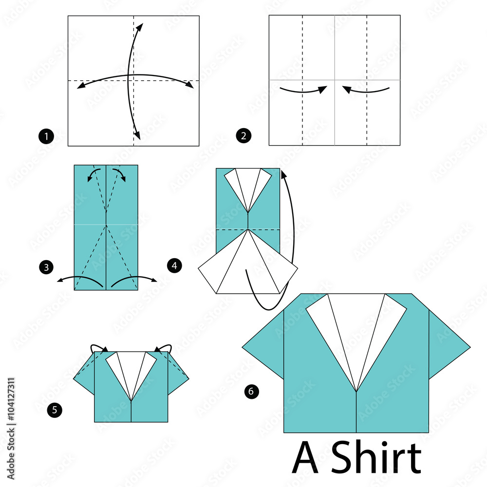 step by step instructions how to make origami A Shirt. Stock Vector ...