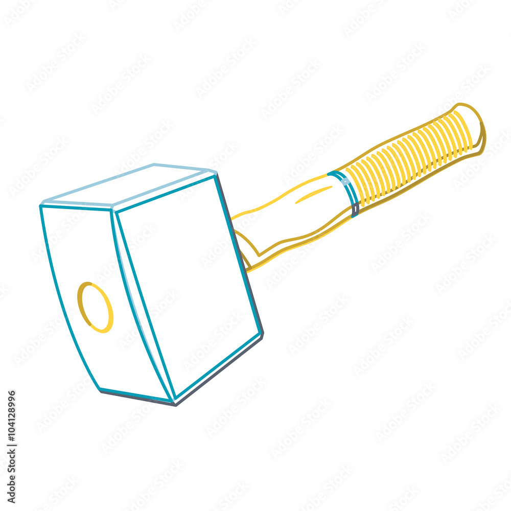 Carpenter mallet nice classical big white outline hammer with orange ...