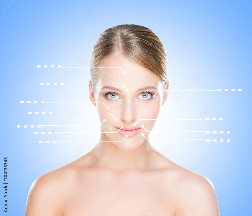 Beautiful young woman with smooth skin on isolated background. Stock ...